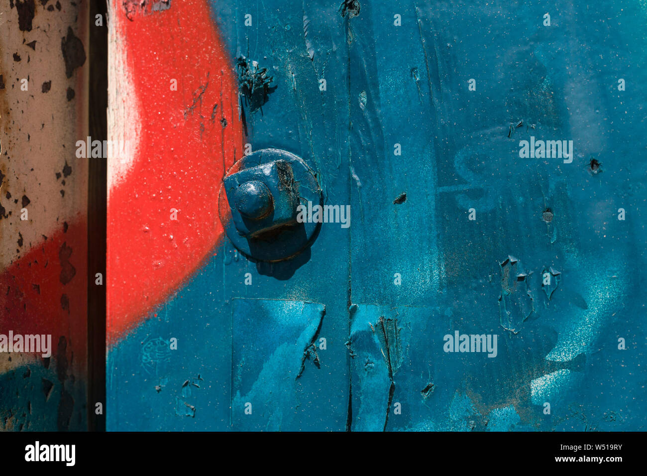 Paint on wood gate to yard, Bateman's Row, London, EC2, Britain Stock ...