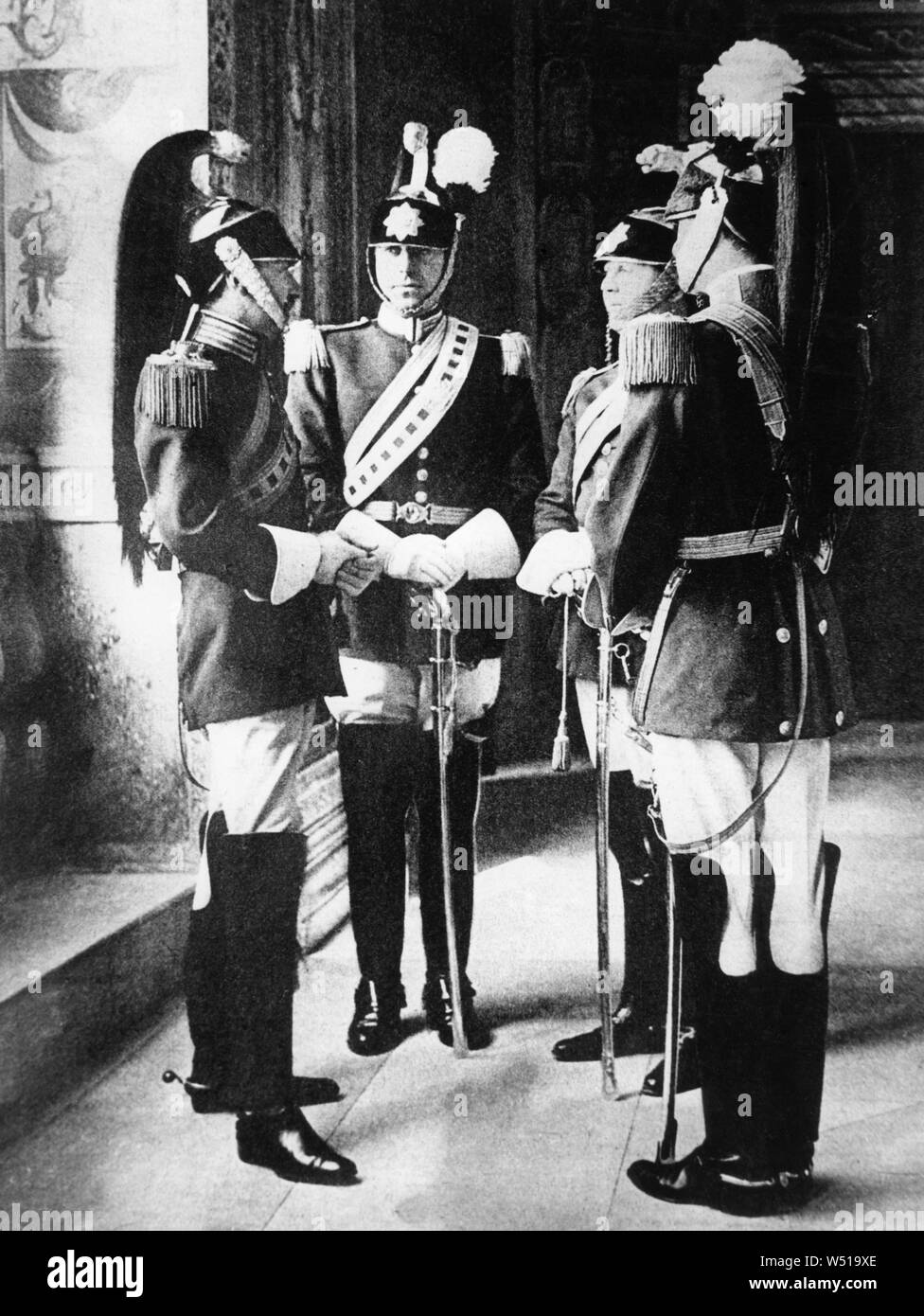 group of noble guards in the Napoleonic uniform, Vatican city, 1801 ...