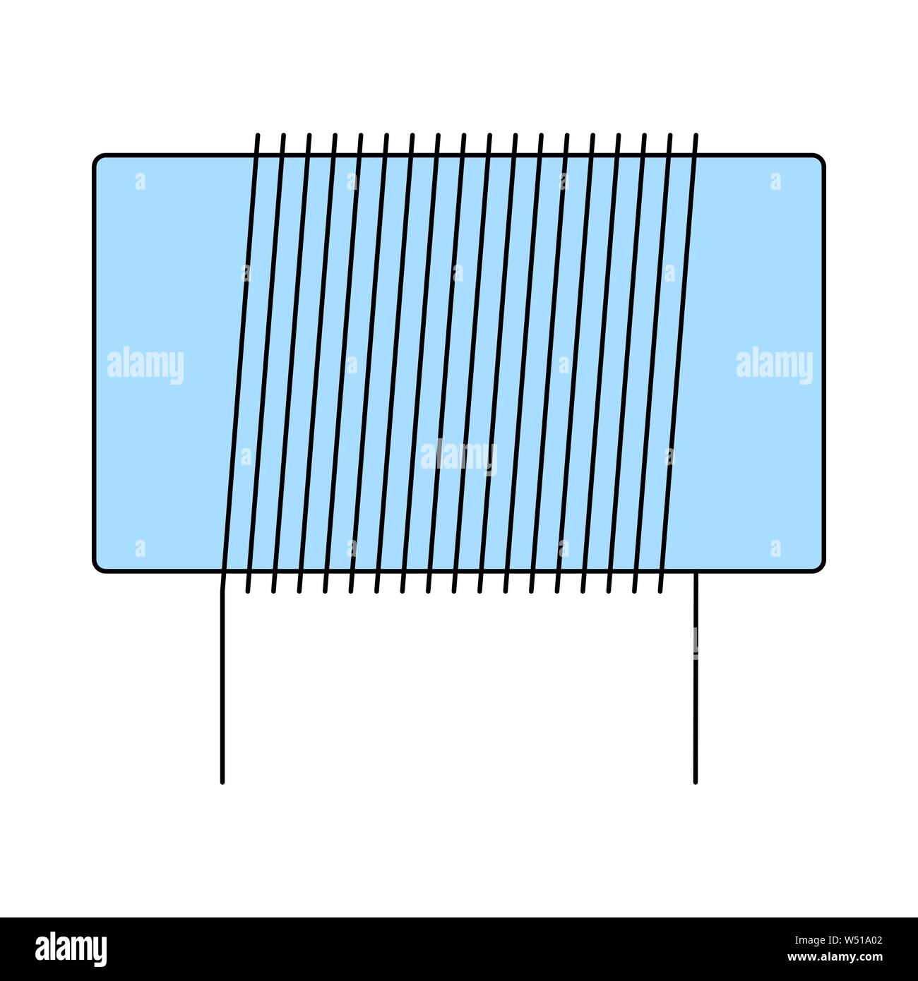 Inductor Coil Icon. Thin Line With Blue Fill Design. Vector ...