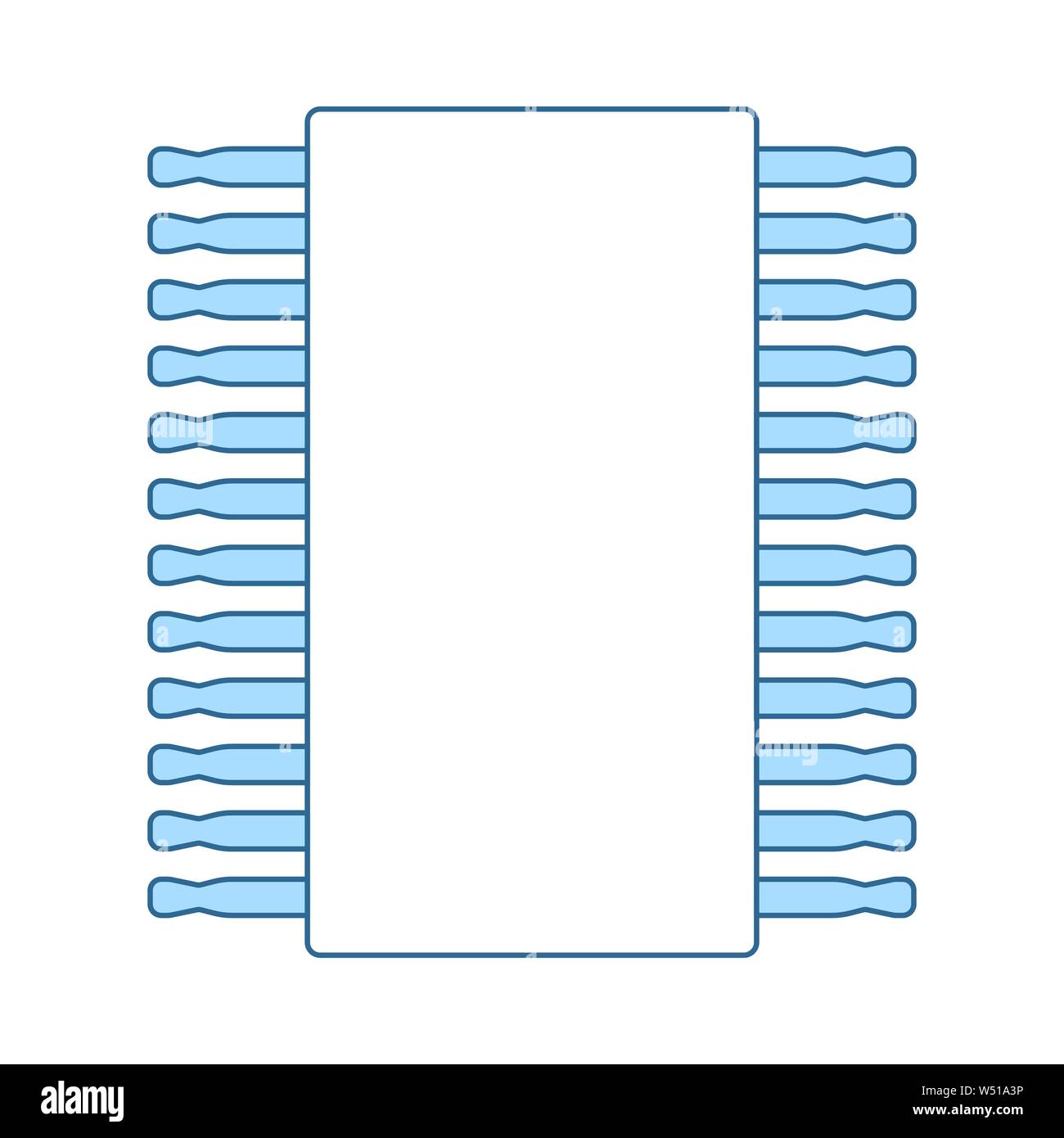 Chip Icon. Thin Line With Blue Fill Design. Vector Illustration Stock ...