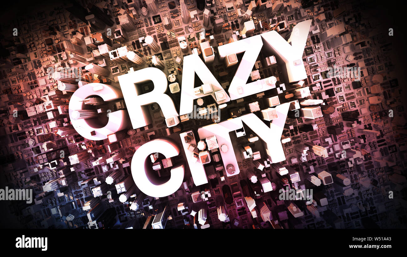Crazy City - 3D rendered conceptual busy city centre Stock Photo - Alamy