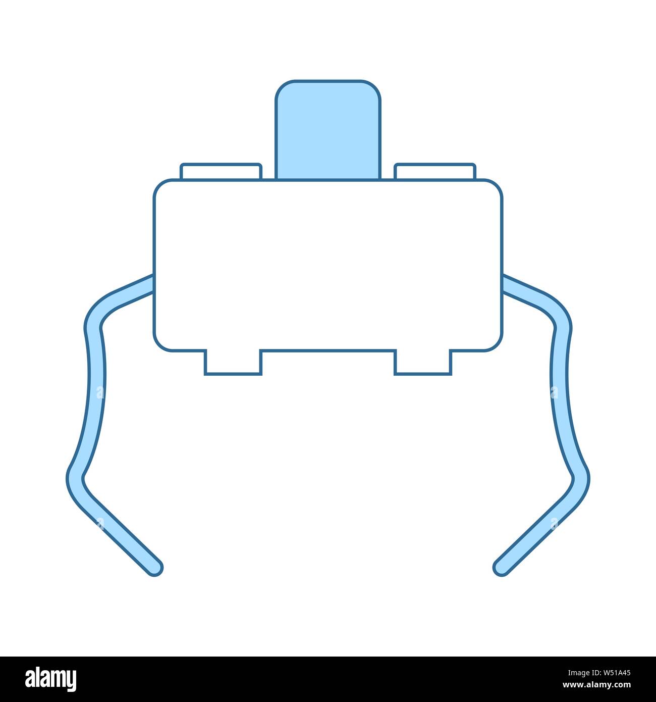 Micro Button Icon. Thin Line With Blue Fill Design. Vector Illustration ...