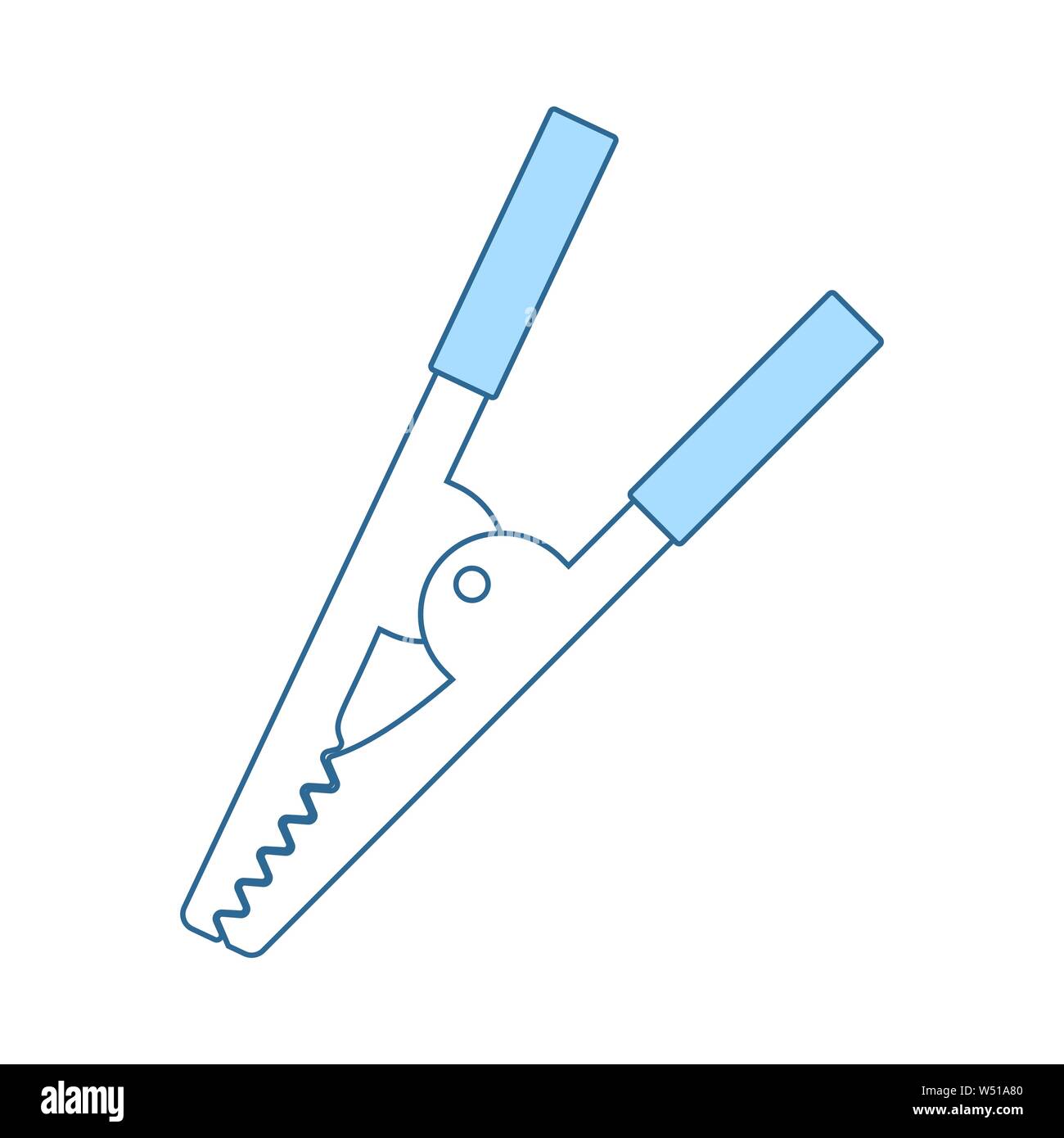 Crocodile Clip Icon. Thin Line With Blue Fill Design. Vector ...