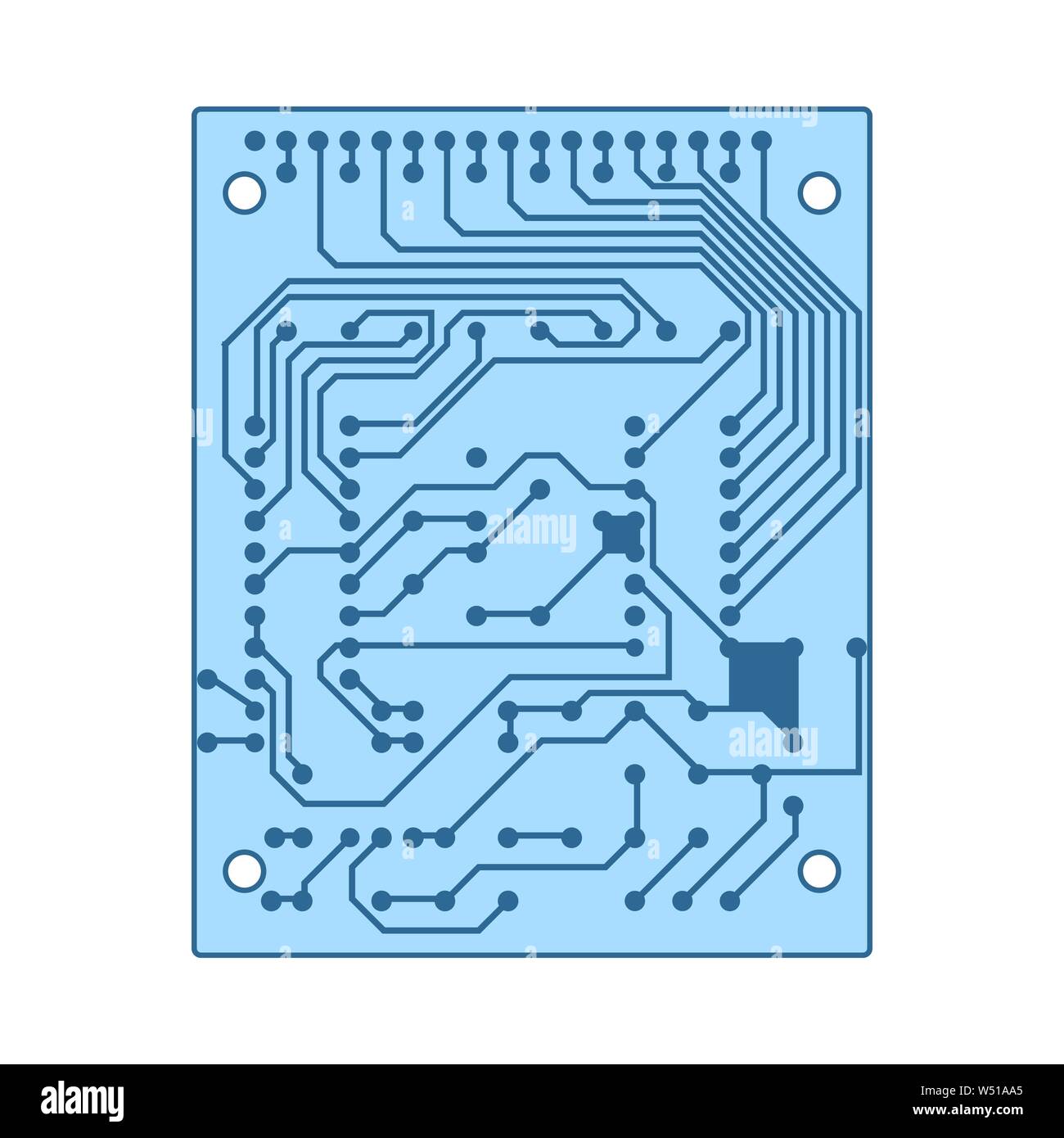 Circuit Icon. Thin Line With Blue Fill Design. Vector Illustration ...