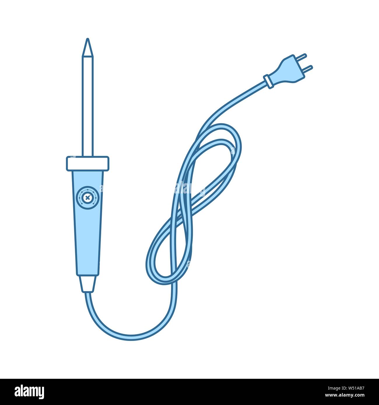 Soldering Iron Icon. Thin Line With Blue Fill Design. Vector ...