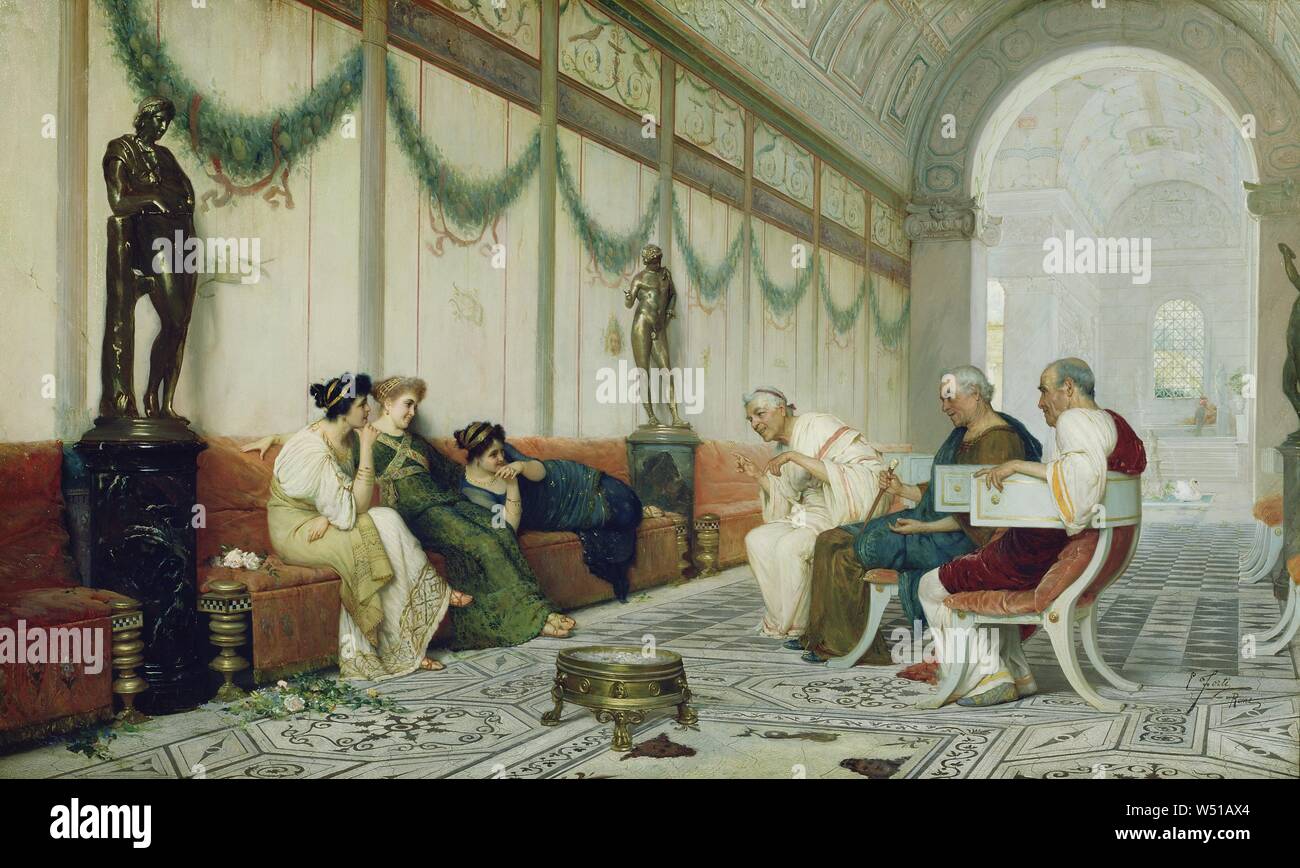 Interior of Roman Building with Figures, Ettore Forti (Italian, active ...