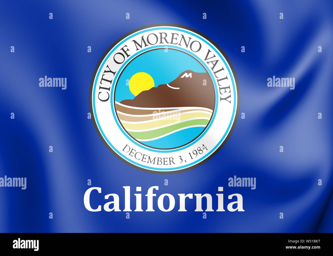 3D Flag of Moreno Valley (California), USA. 3D Illustration Stock Photo ...