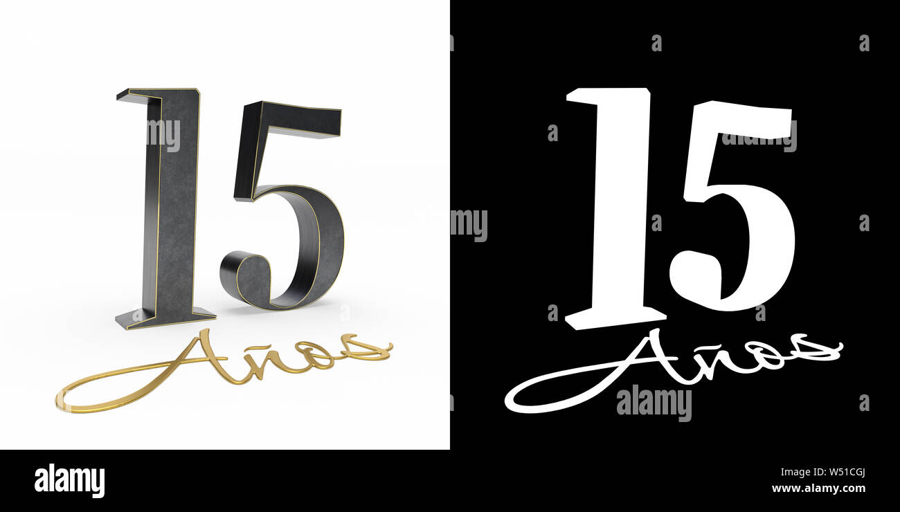 Inscription in Spanish. golden number fifteen years (number 15 years ...