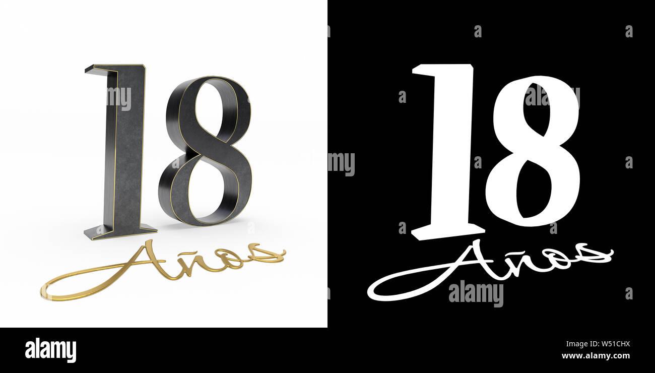 Inscription in Spanish. golden number eighteen years (number 18 years ...