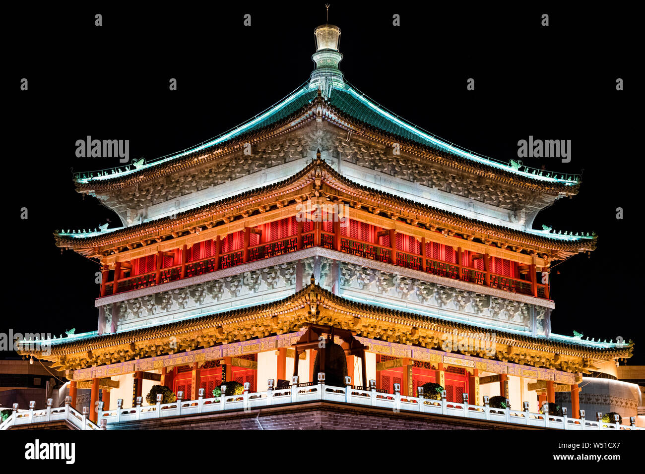 ancient buildings, china, xian illuminated night Stock Photo - Alamy