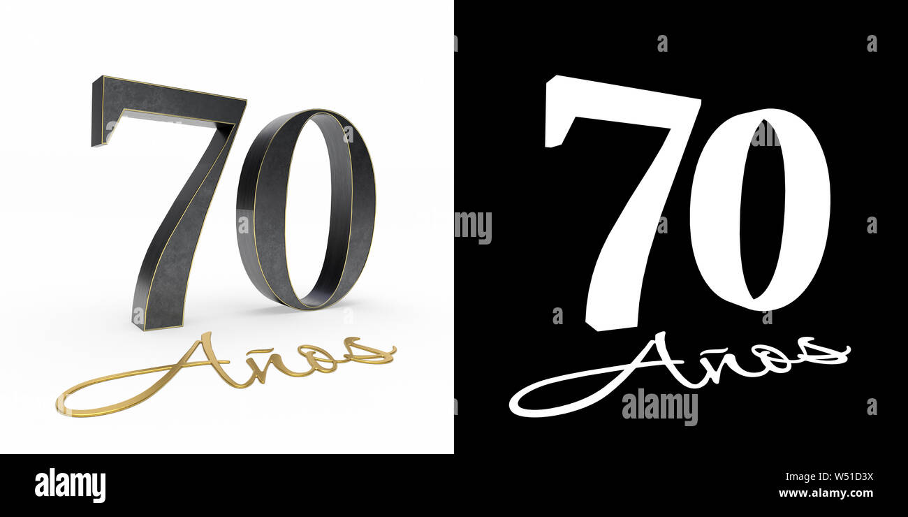 Inscription in Spanish. golden number seventy years (number 70 years ...