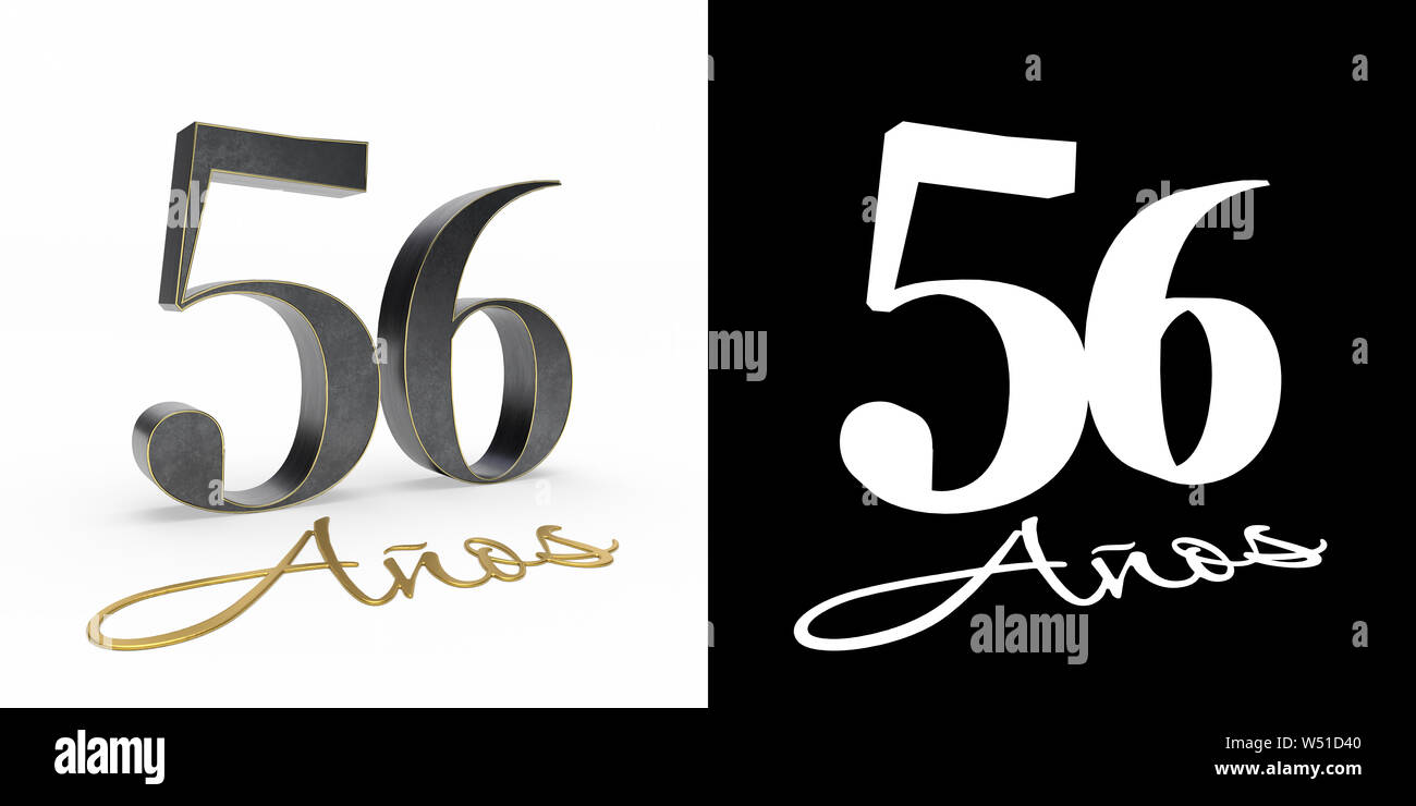 Inscription in Spanish. golden number fifty-six years (number 56 years ...