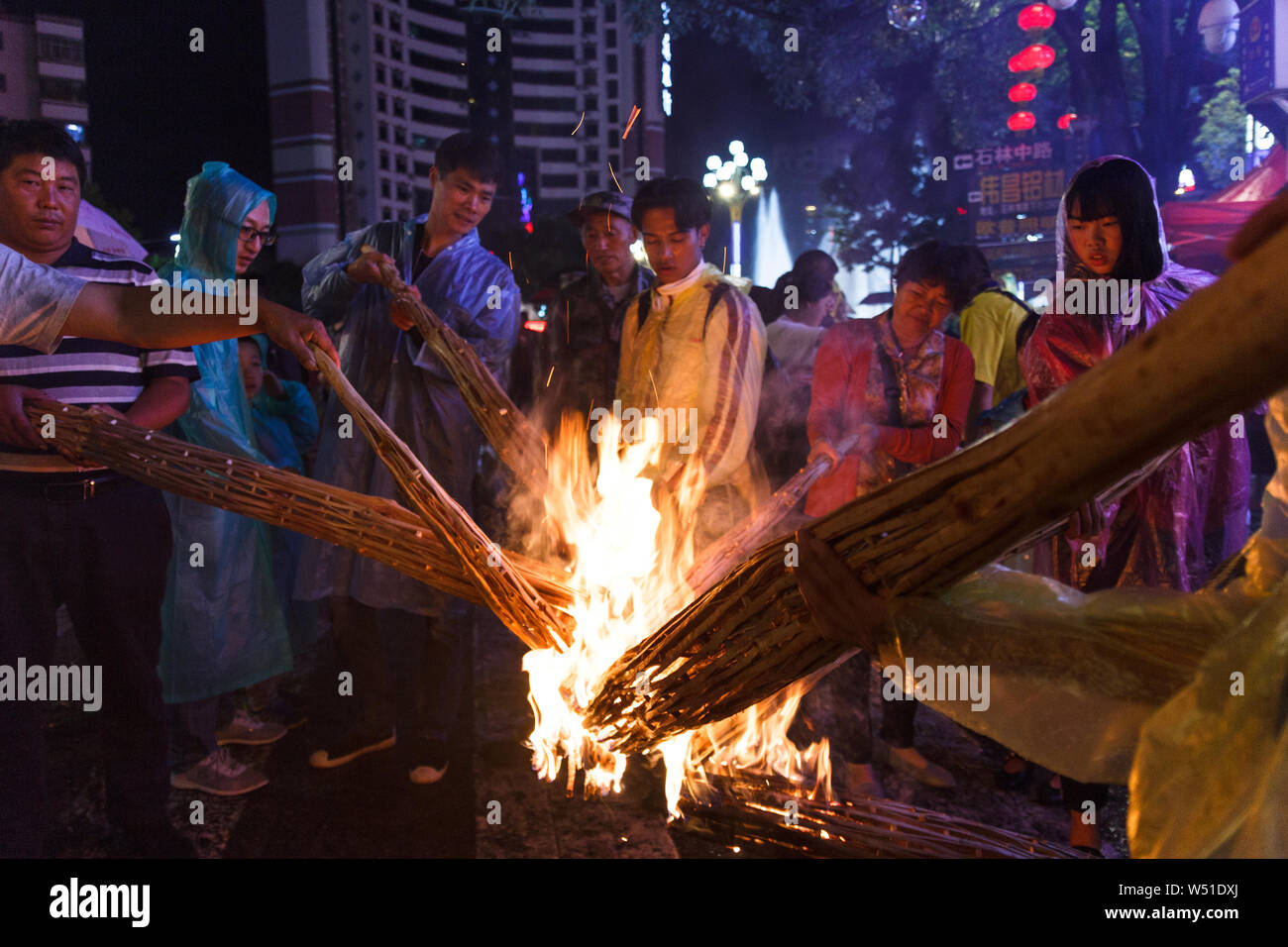 Celebrations of the torch festival in Yunnan province, China Stock ...