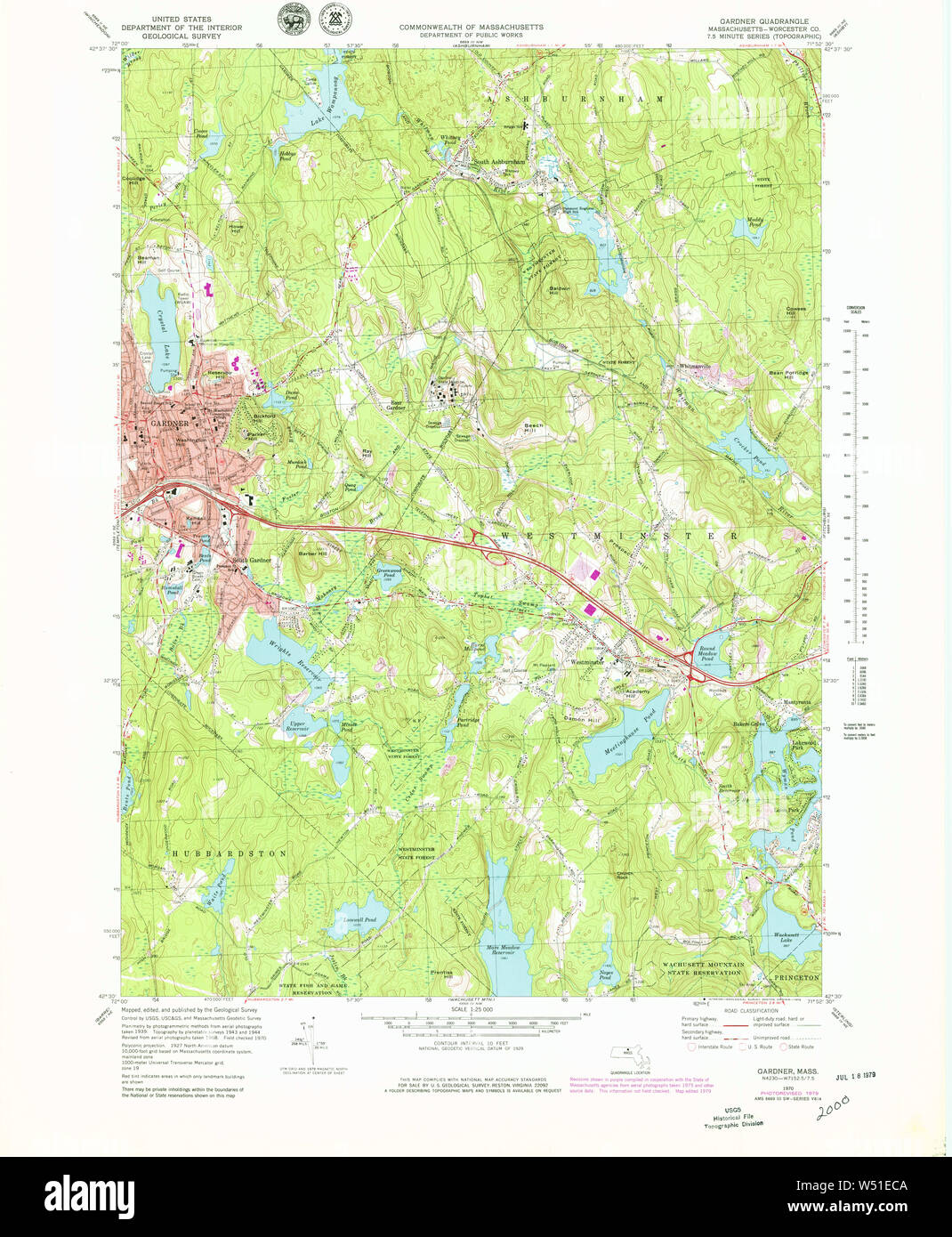 Massachusetts USGS Historical Topo Map MA Gardner 350968 1970 25000 ...
