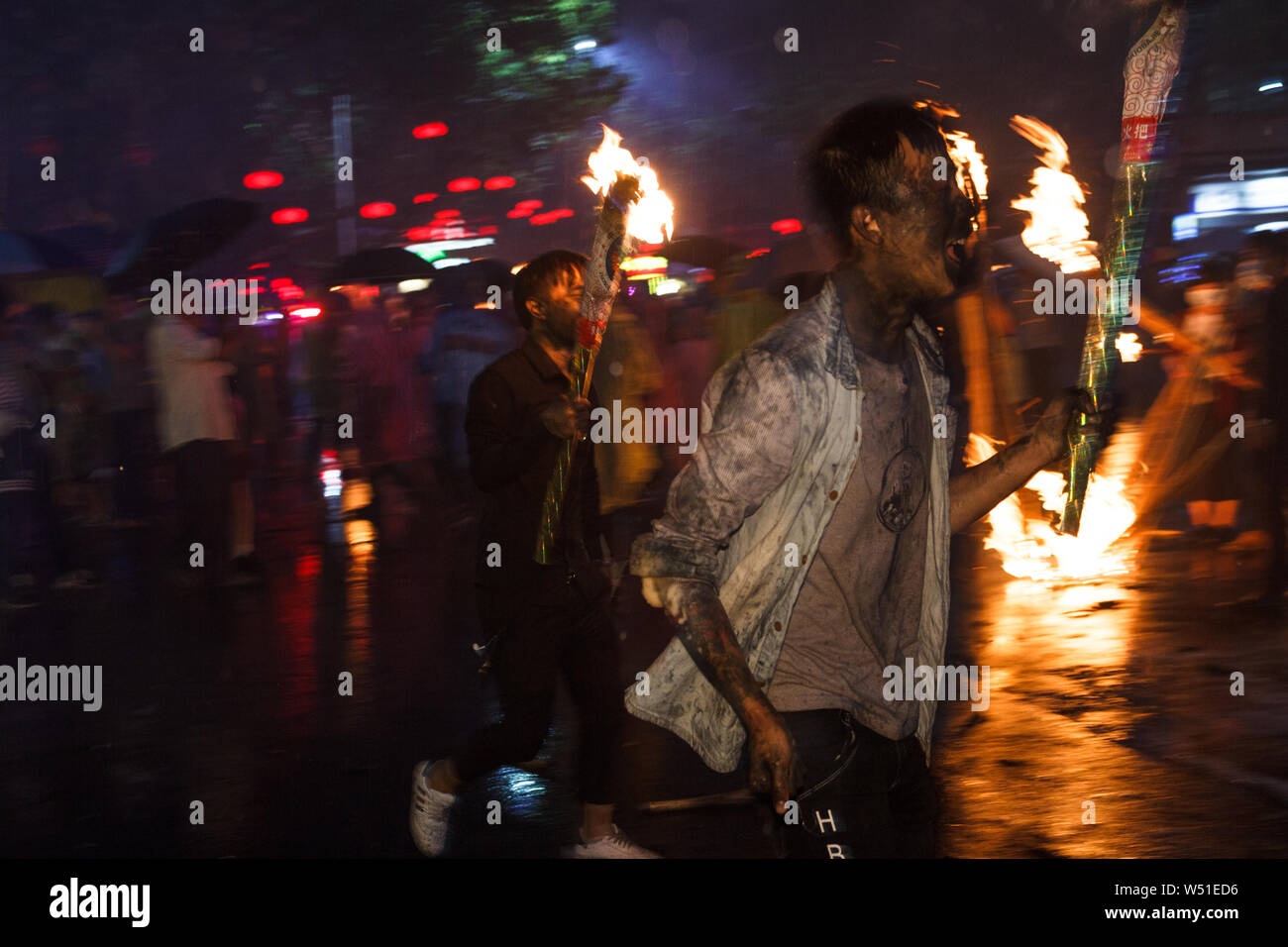 Celebrations of the torch festival in Yunnan province, China Stock ...