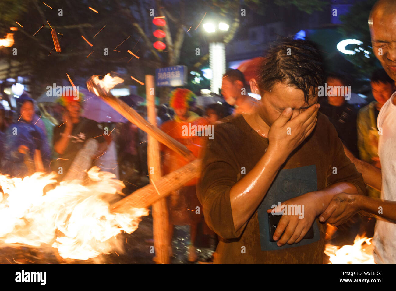 Celebrations of the torch festival in Yunnan province, China Stock ...