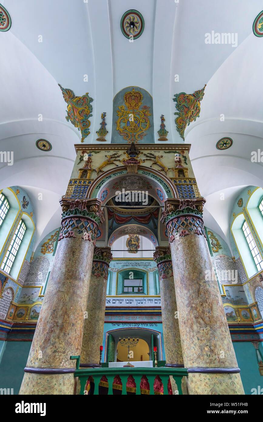 Central Bima of the Synagogue in Lancut formerly Landshut, Poland Stock ...