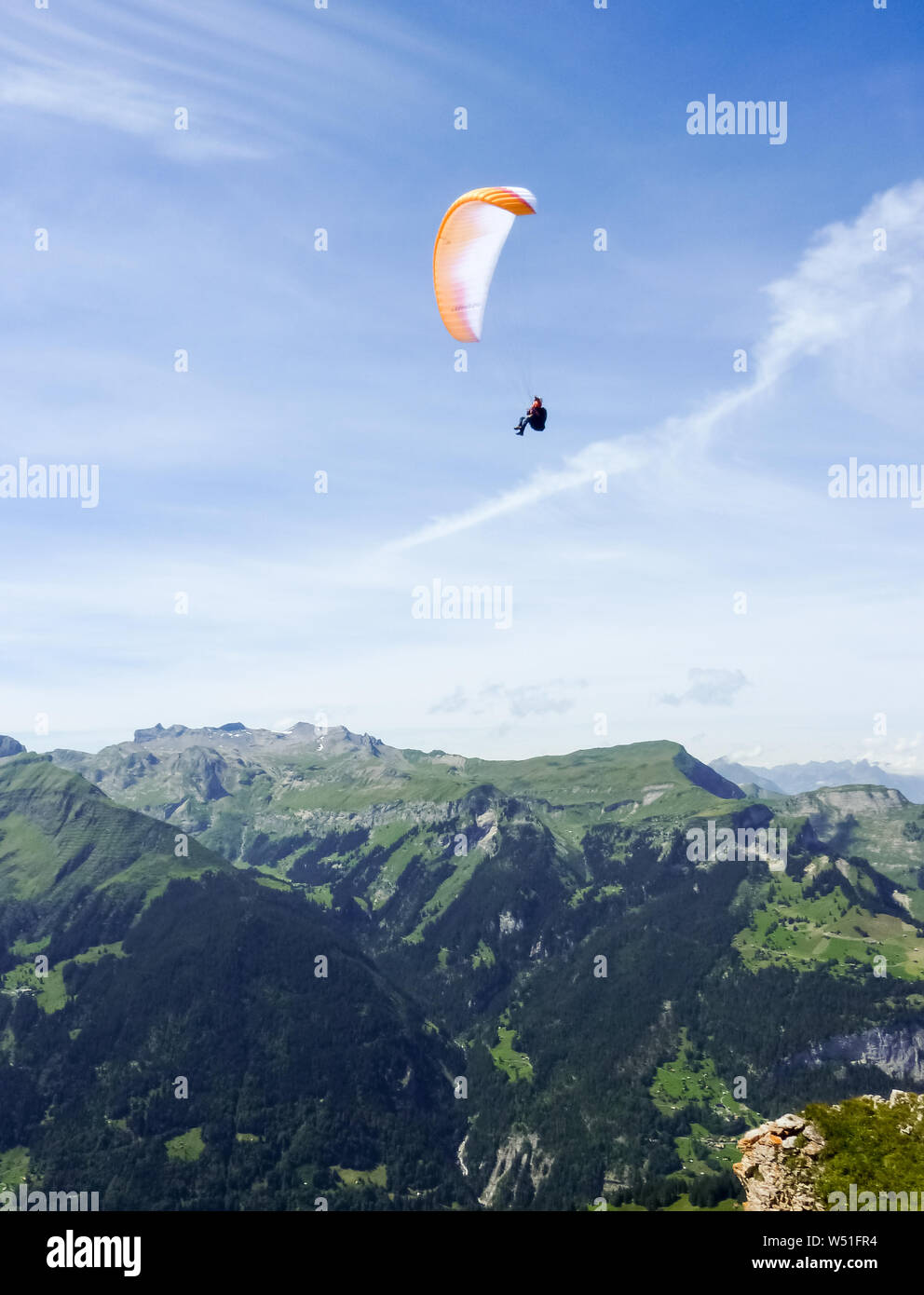 Paragliding in the Swiss Alps, Switzerland Stock Photo - Alamy