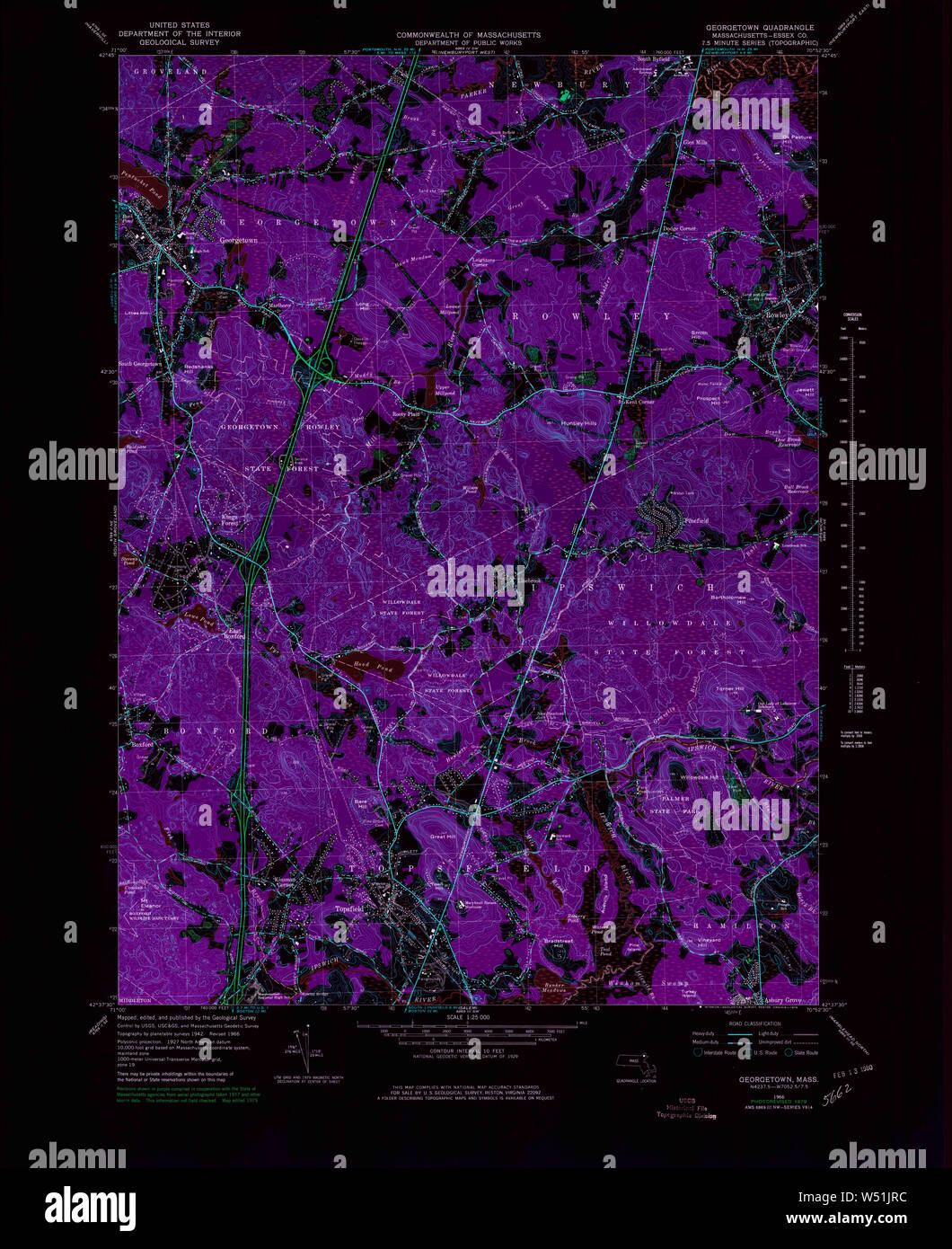 Massachusetts USGS Historical Topo Map MA Georgetown 350969 1966 25000 ...