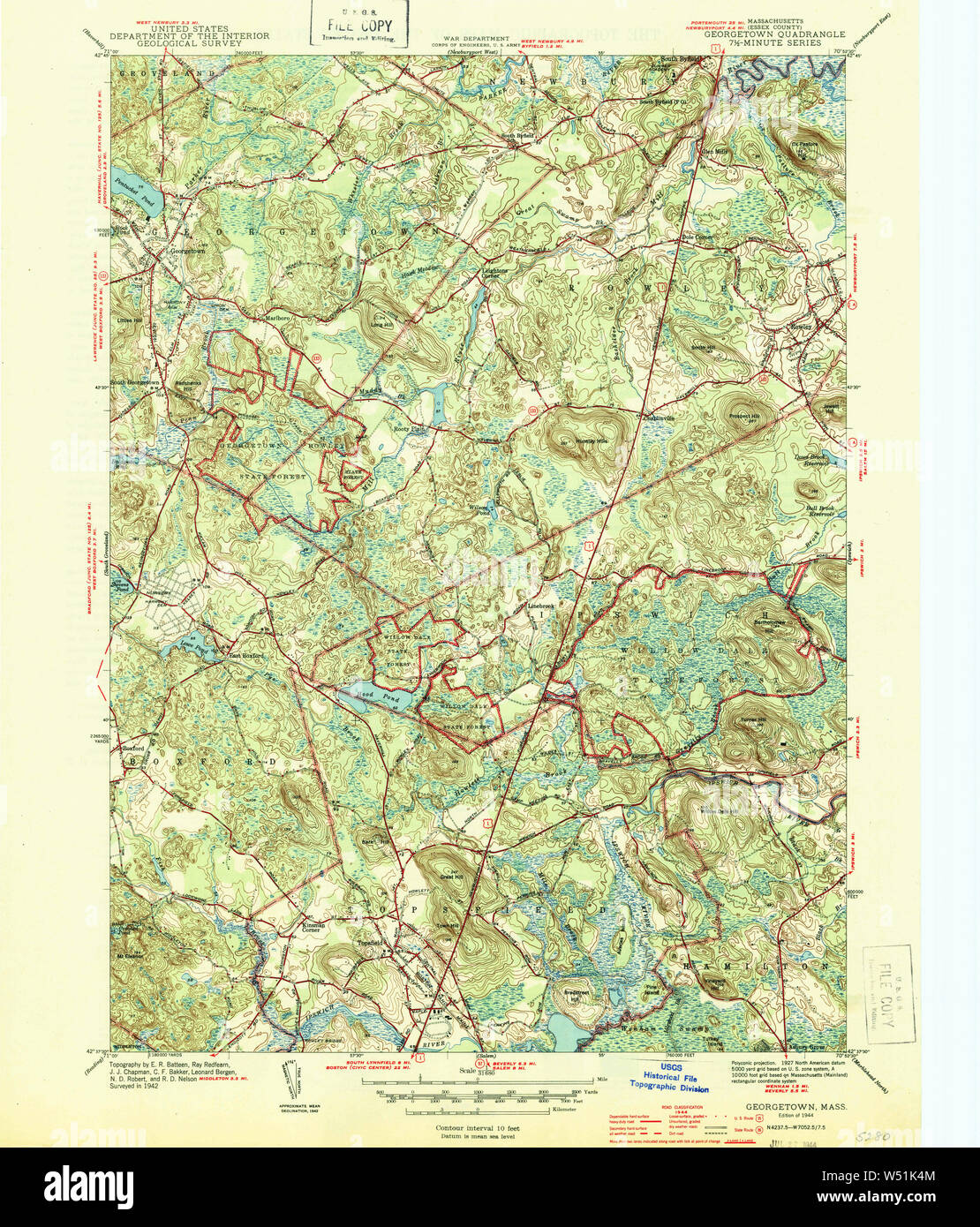 Massachusetts USGS Historical Topo Map MA Georgetown 351717 1944 31680 ...