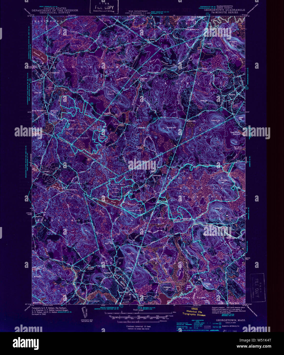 Massachusetts USGS Historical Topo Map MA Georgetown 351717 1944 31680 ...