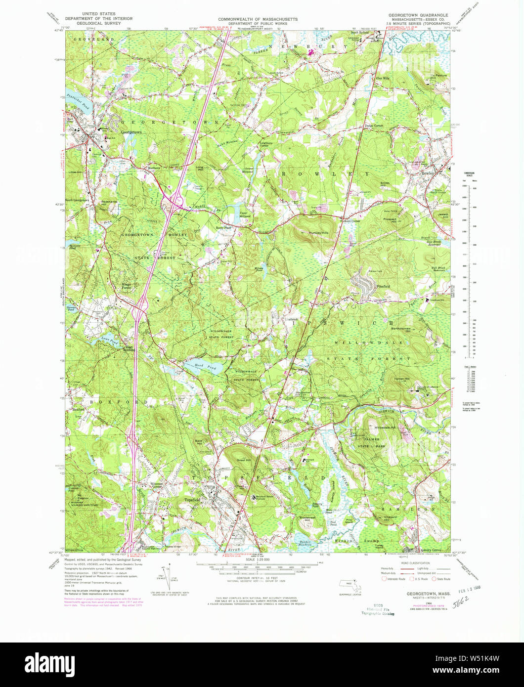 Massachusetts USGS Historical Topo Map MA Georgetown 350969 1966 25000 ...