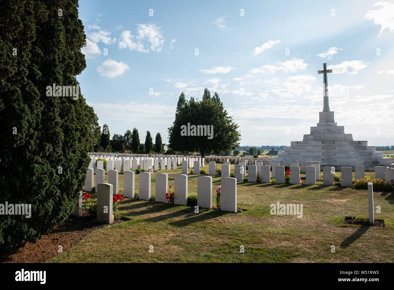 België. Passendale. Tyne Cot Cemetery vlakbij Ieper, is de grootste ...