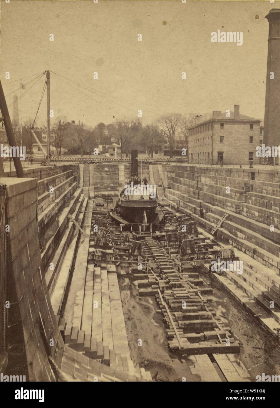 Dry Dock U.S. Navy Yard, Boston, Mass., A.E. Alden (American, active ...