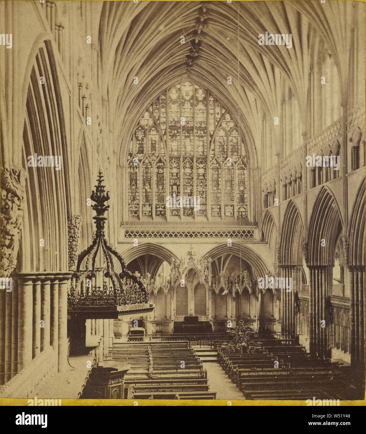Interior of cathedral at Exeter, England, Owen Angel (British, active ...
