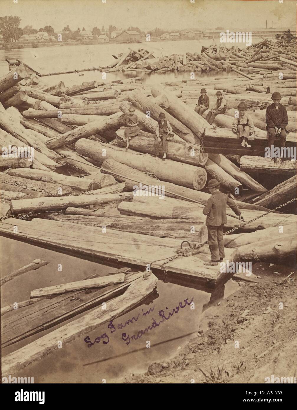 Log Jam in Grand River, Schuyler C. Baldwin (American, 1822 - 1900 ...