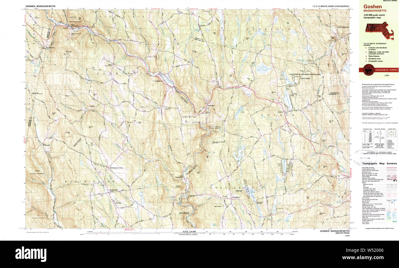 Massachusetts USGS Historical Topo Map MA Goshen 350973 1990 25000 ...
