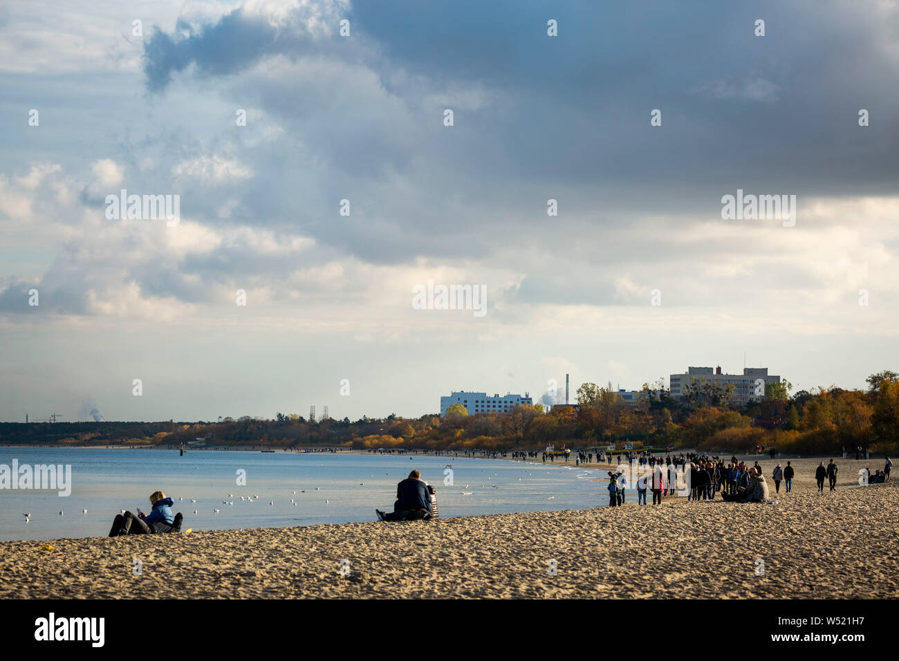 Jelitkowo Beach during october near Sopot pier, Baltic Sea, Poland ...