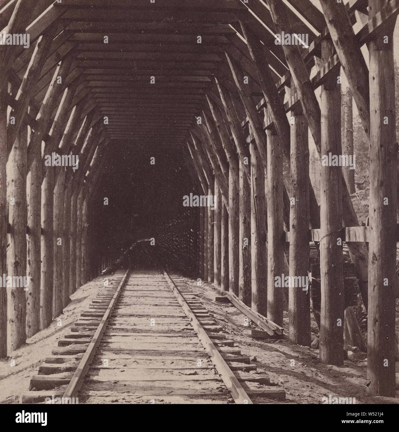 Interior of the Snow Sheds on the C.P.R.R. Pacific Railroad, Edward and ...