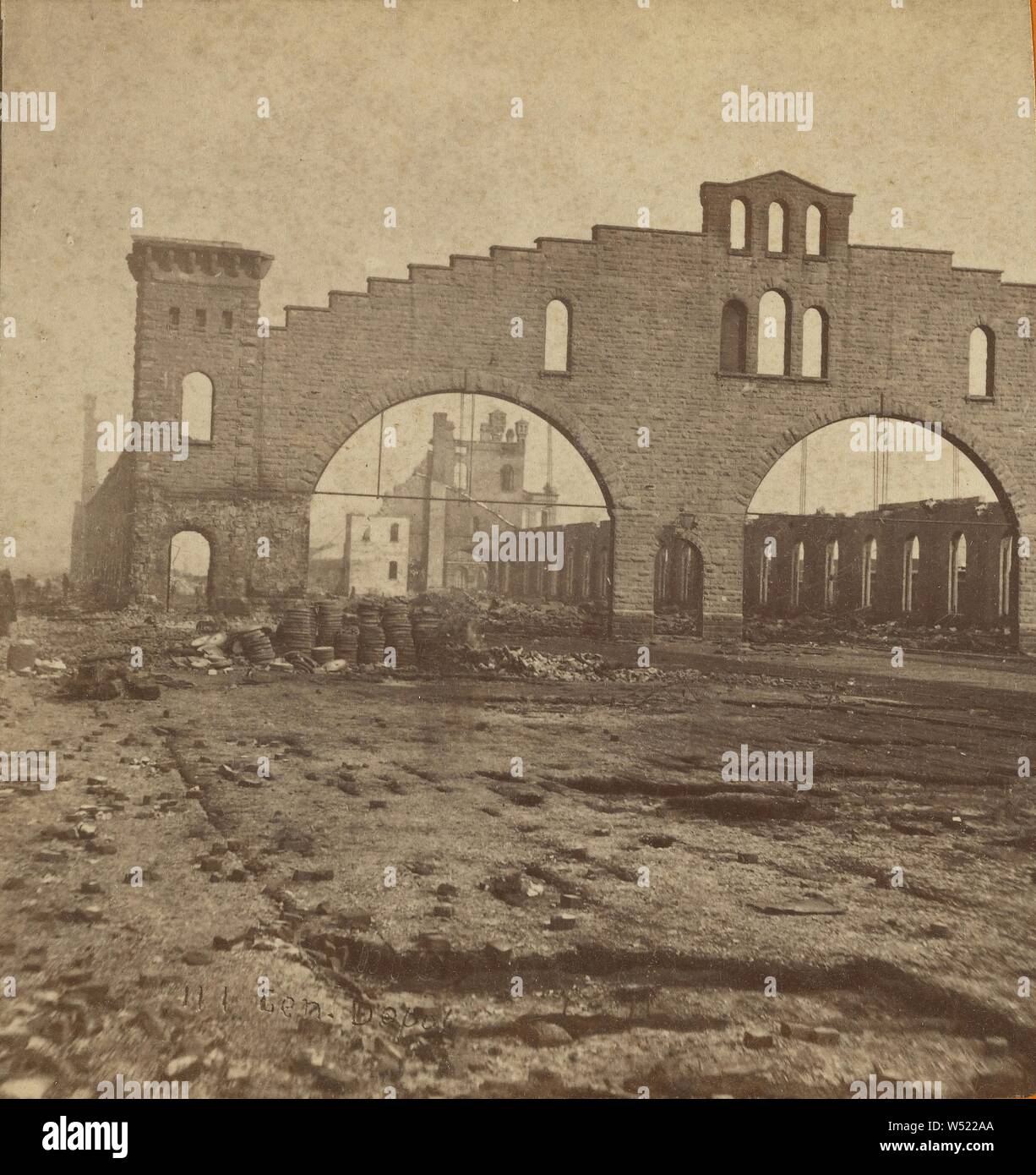 Great Fire in Chicago, October 9th, 1871. Unidentified double archway ...