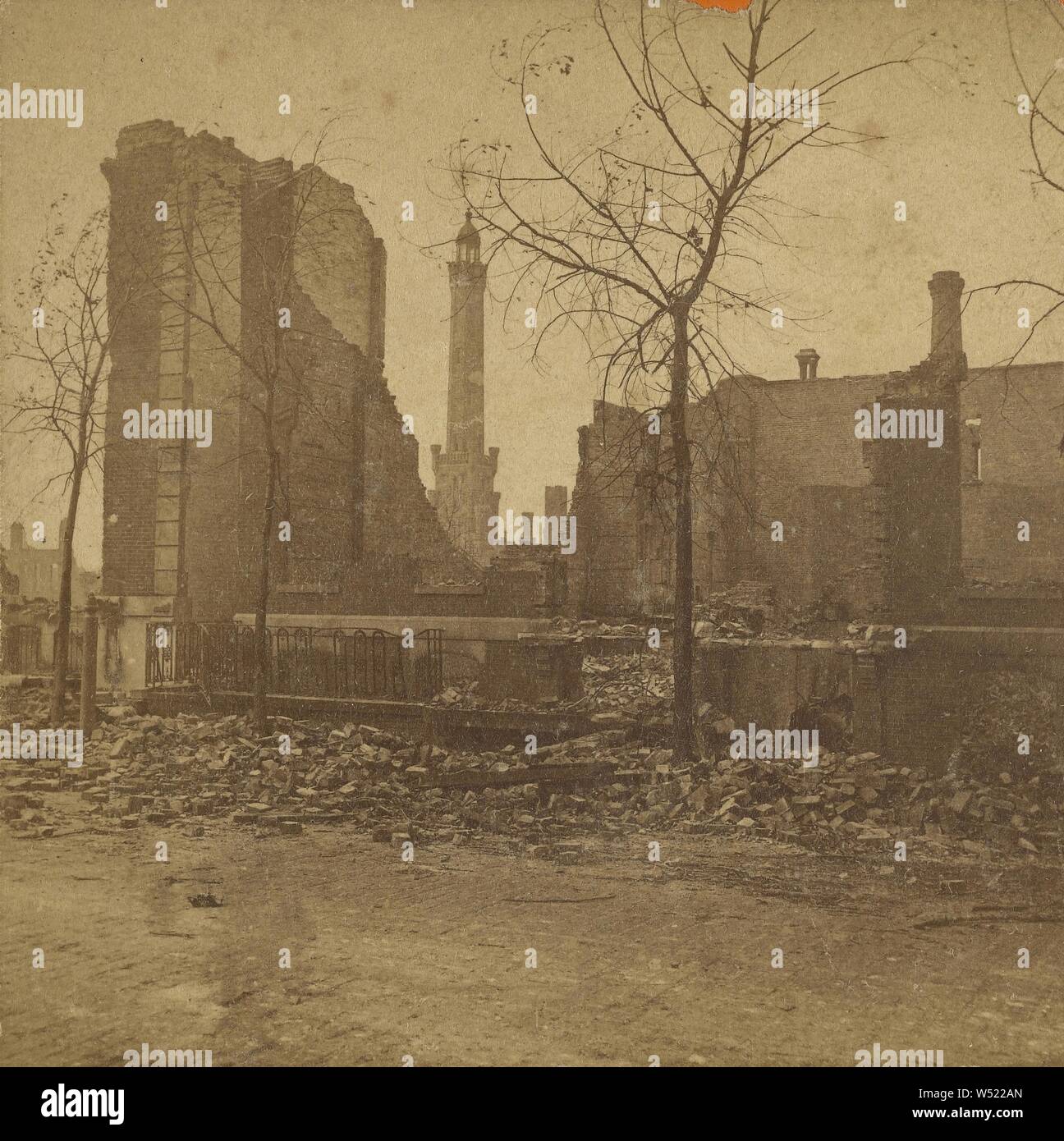 Great Fire in Chicago, October 9th, 1871. Ruins about Water Works ...