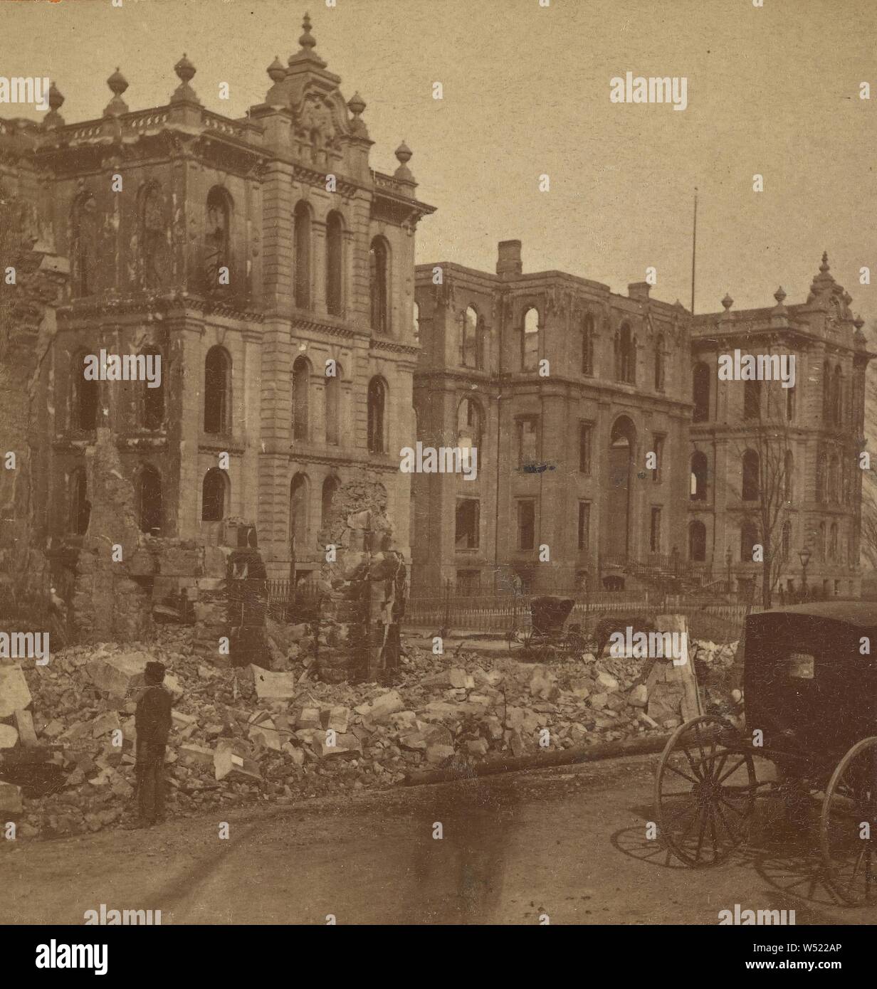 Great Fire in Chicago, October 9th, 1871. Court House, Lovejoy & Foster ...
