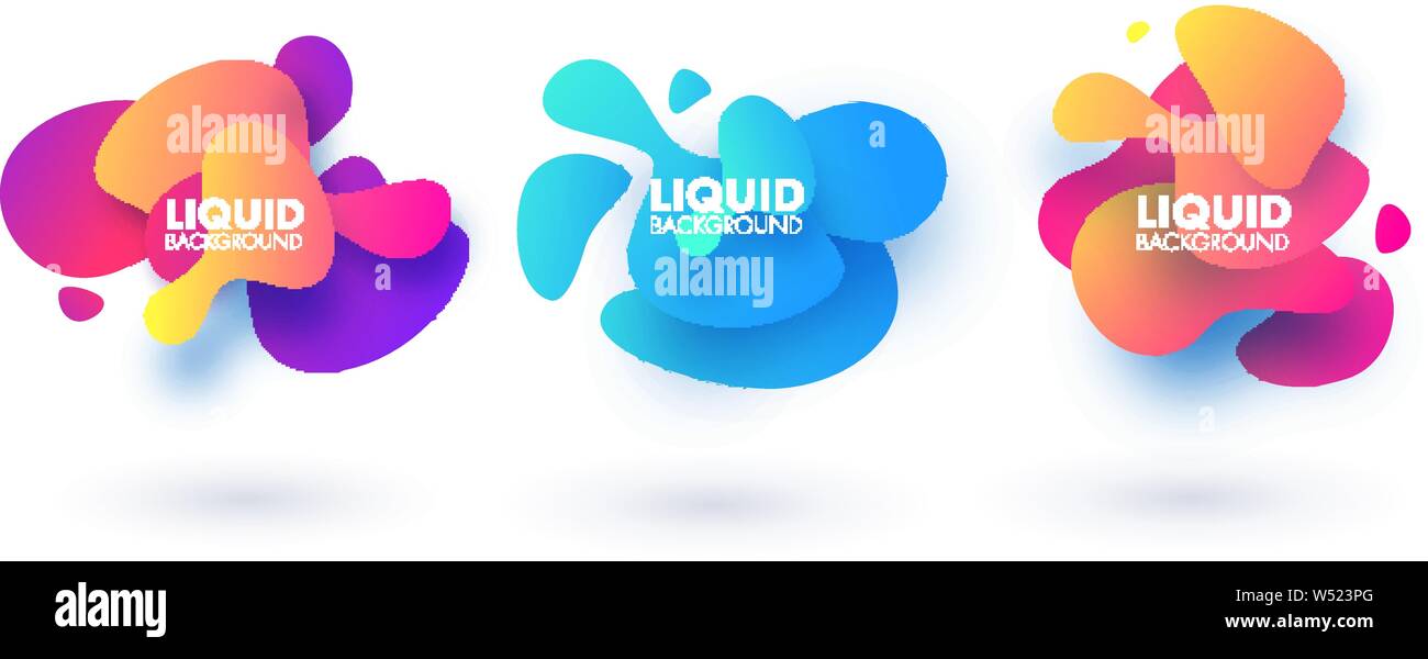 Set of abstract modern graphic elements. Dynamical colored forms and ...