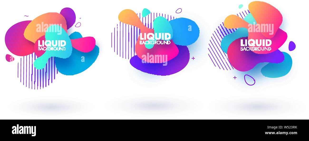 Set of abstract modern graphic elements. Dynamical colored forms and ...