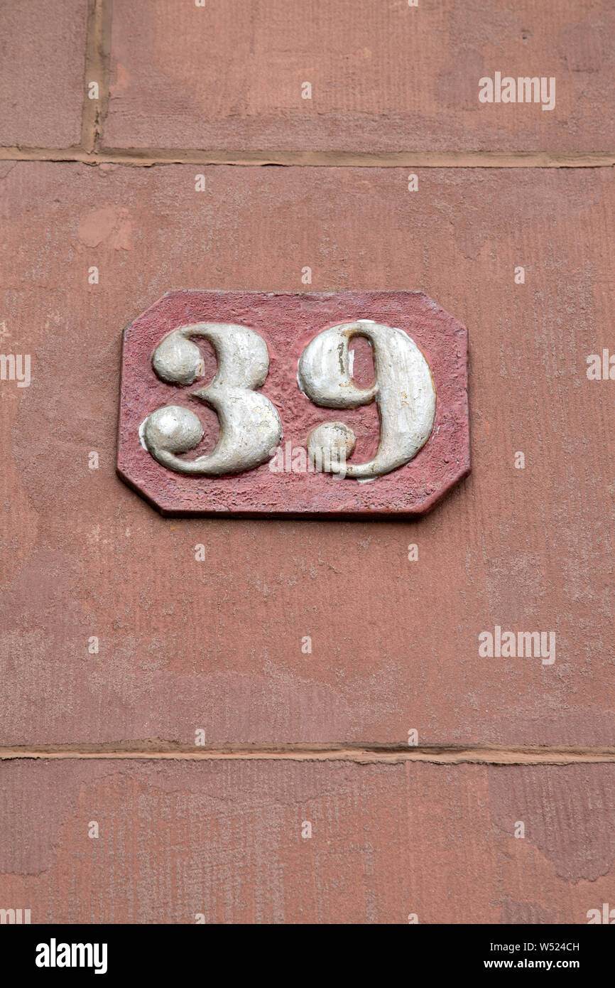 Number Thirty-nine on Building Facade Stock Photo - Alamy