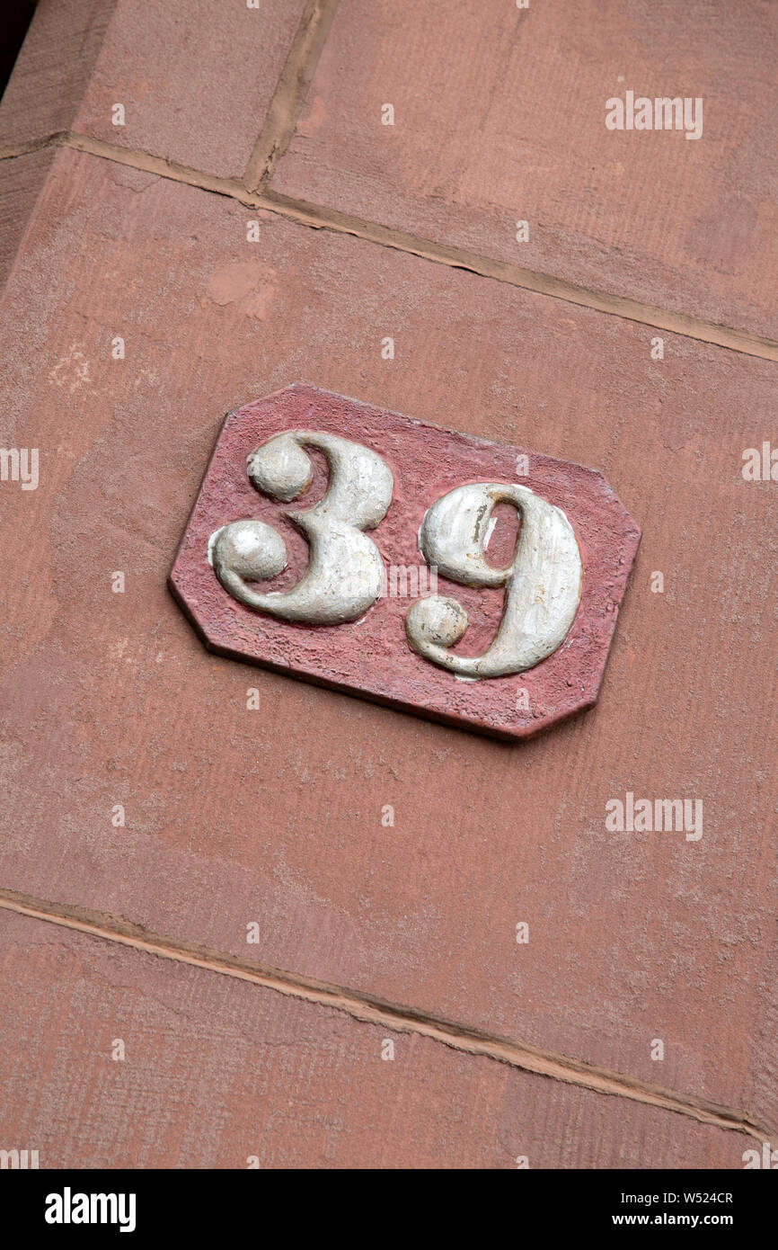 Number Thirty-nine on Building Facade Stock Photo - Alamy
