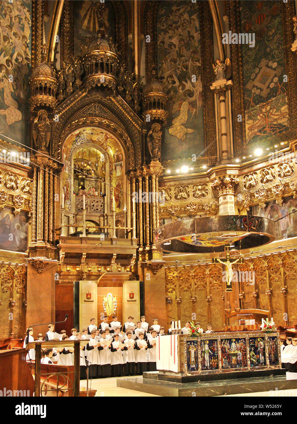 July 15, 2019, Montserrat, Spain: A boy's choir performs in the ...