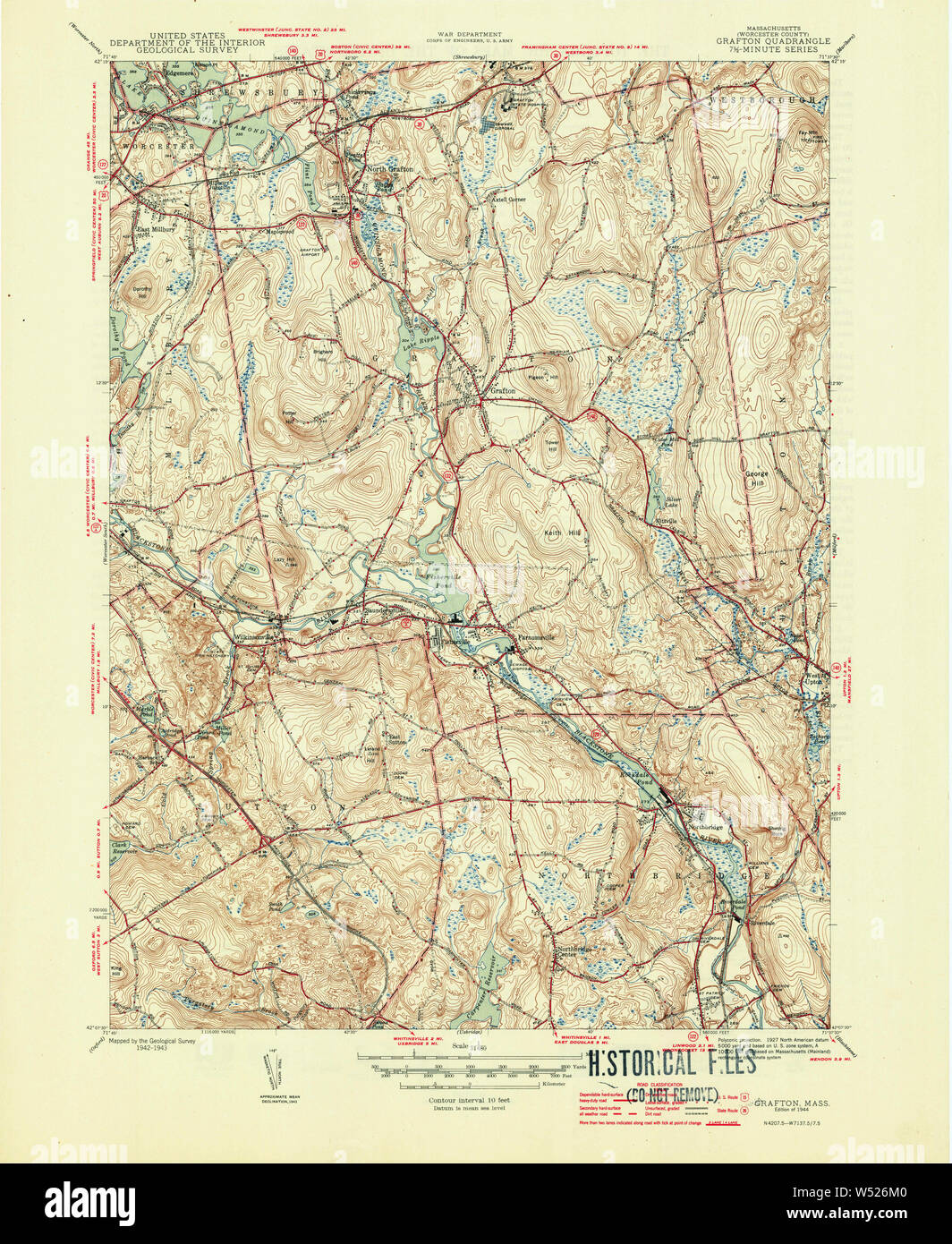 Massachusetts USGS Historical Topo Map MA Grafton 351738 1944 31680 ...