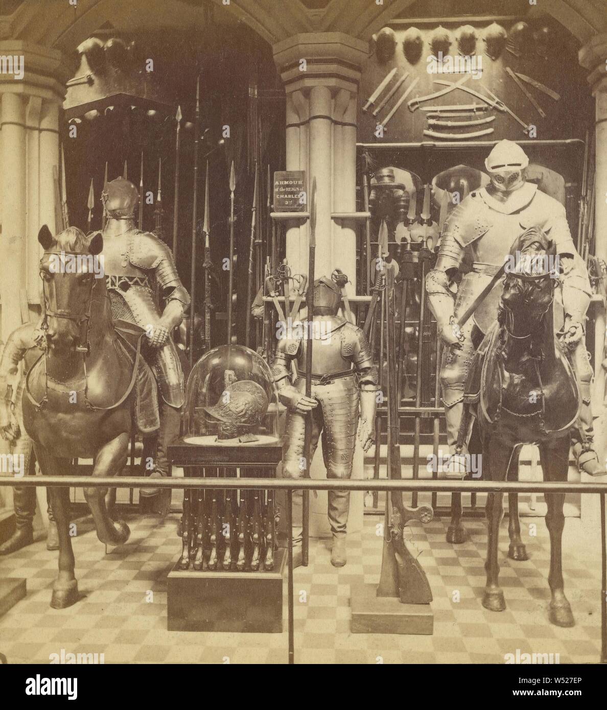 Tower of London. - Horse Armoury. Equestrian figures of Knights of ...