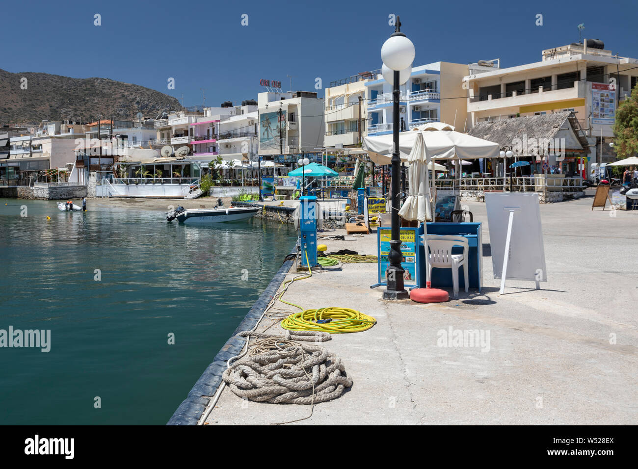 Hersonissos picturesque harbour lined with restaurants and bars, Crete ...