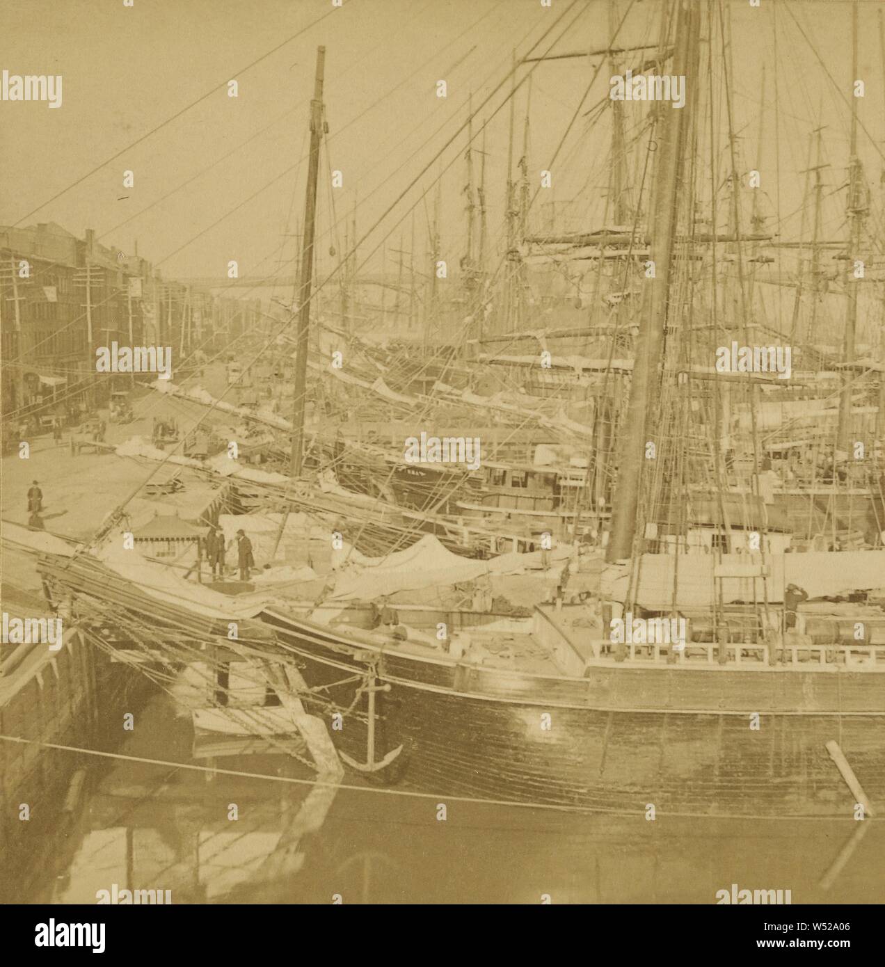 New York Harbor, Crowded with Shipping. U.S.A., Benjamin West Kilburn ...