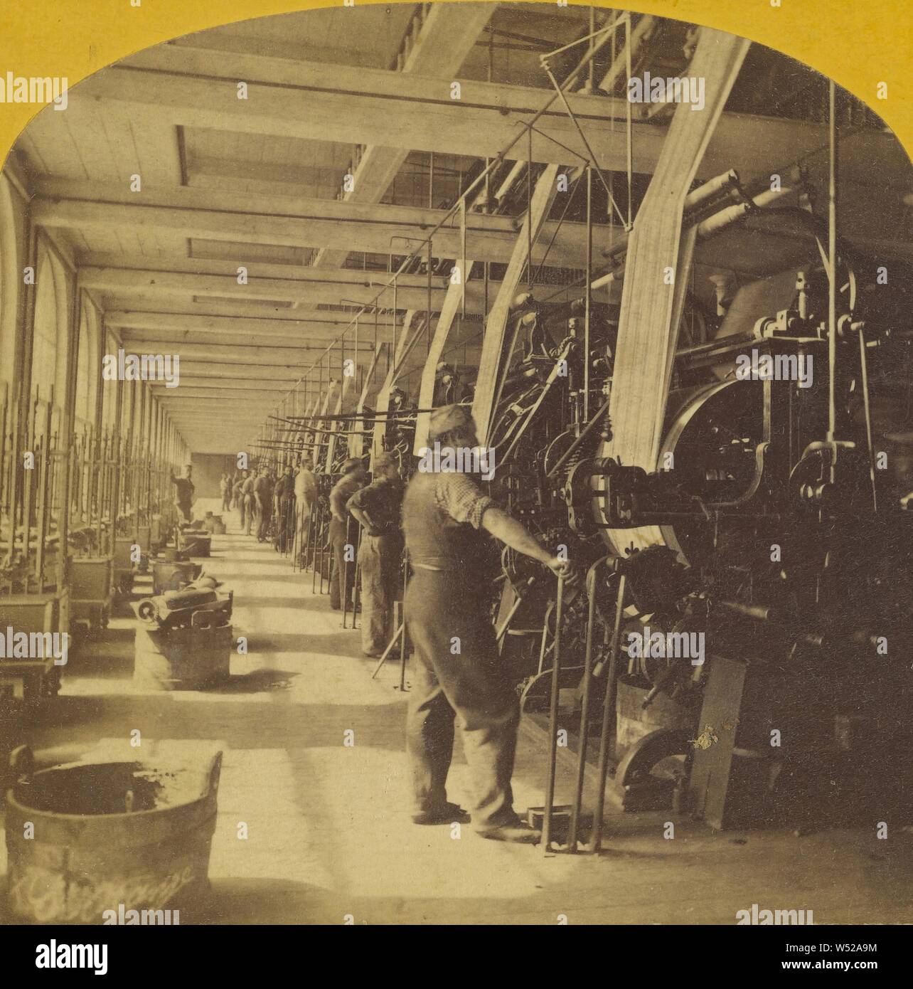 Interior of spinning works, Benjamin West Kilburn (American, 1827 ...