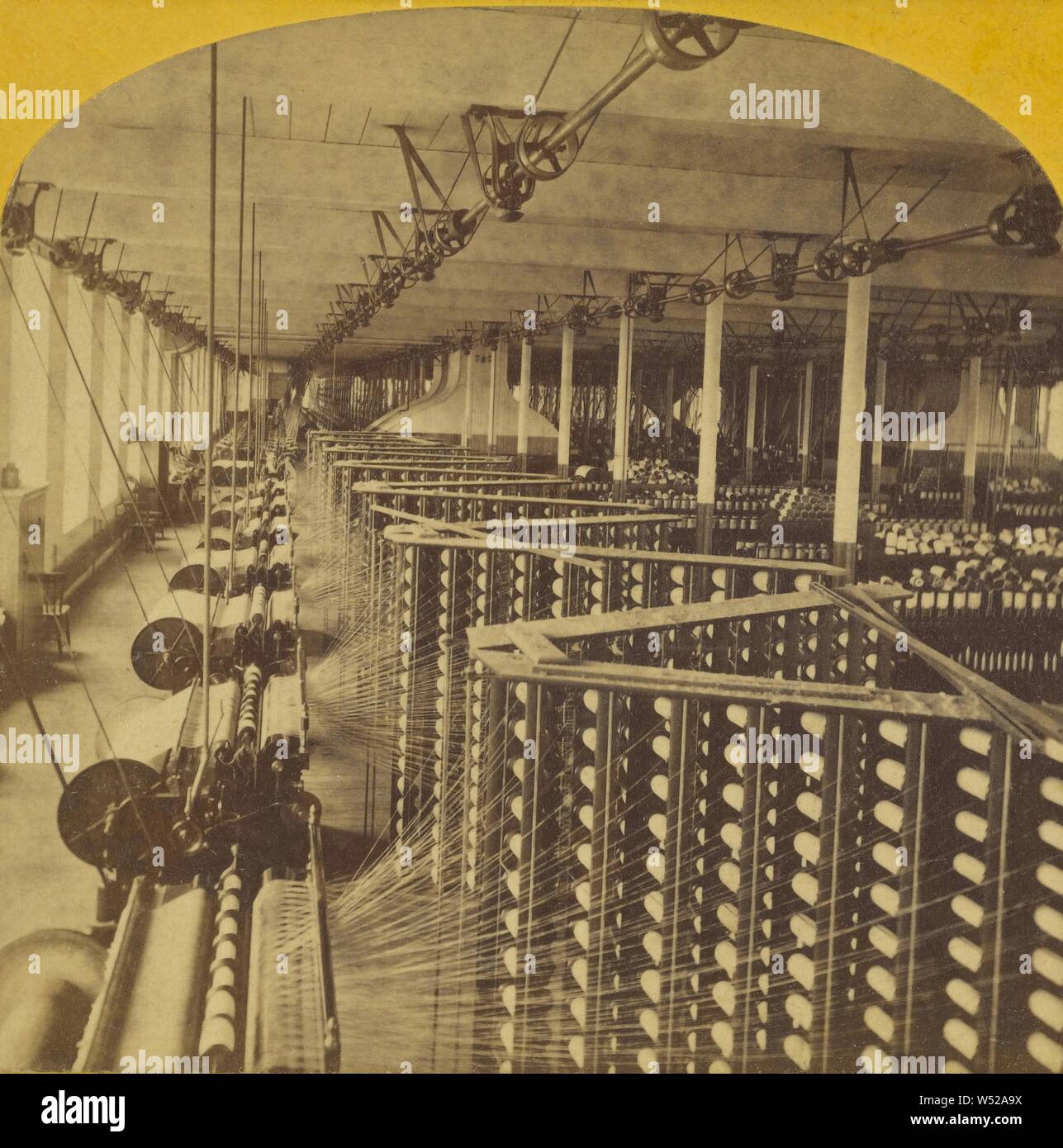 Interior of spinning works, Benjamin West Kilburn (American, 1827 ...