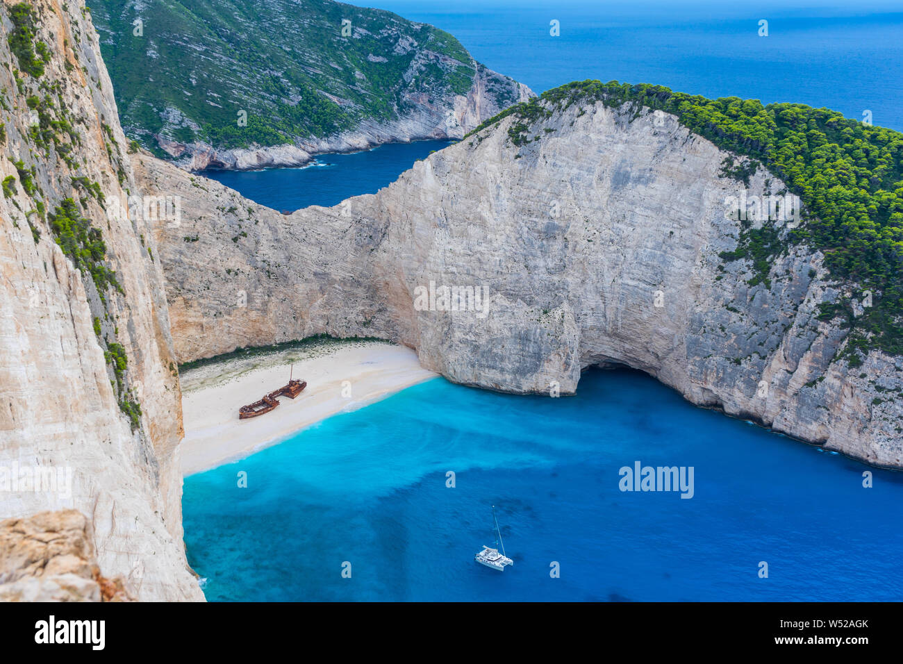 Greece, Zakynthos, Magic navagio beach also called smugglers cove from ...