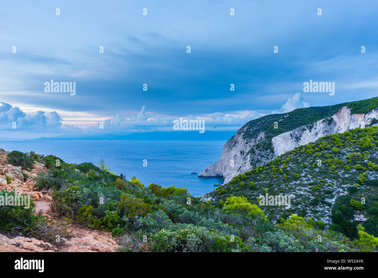 Greece, Zakynthos, Typical greek mountains covered by trees at the ...