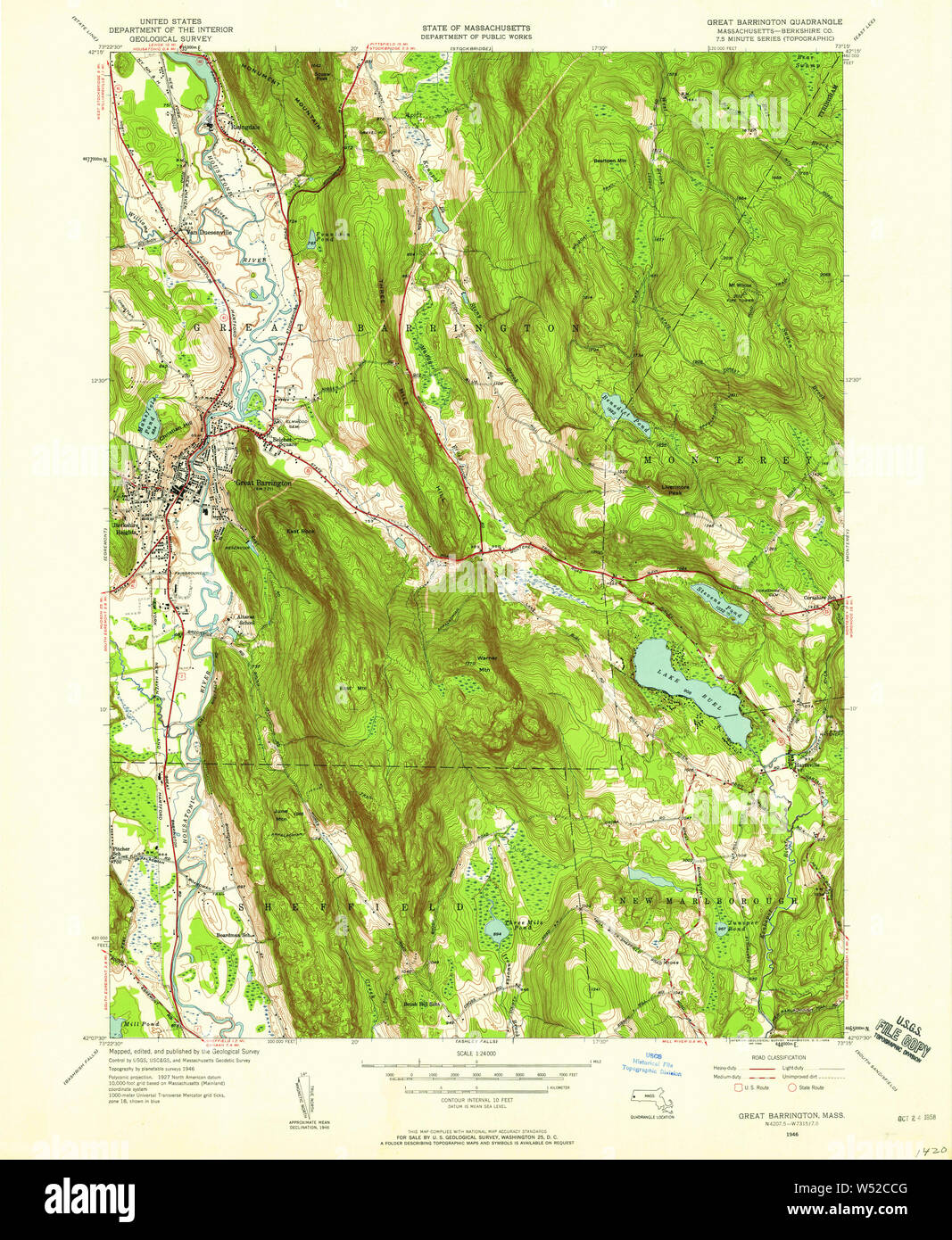 Massachusetts USGS Historical Topo Map MA Great Barrington 350168 1946 ...